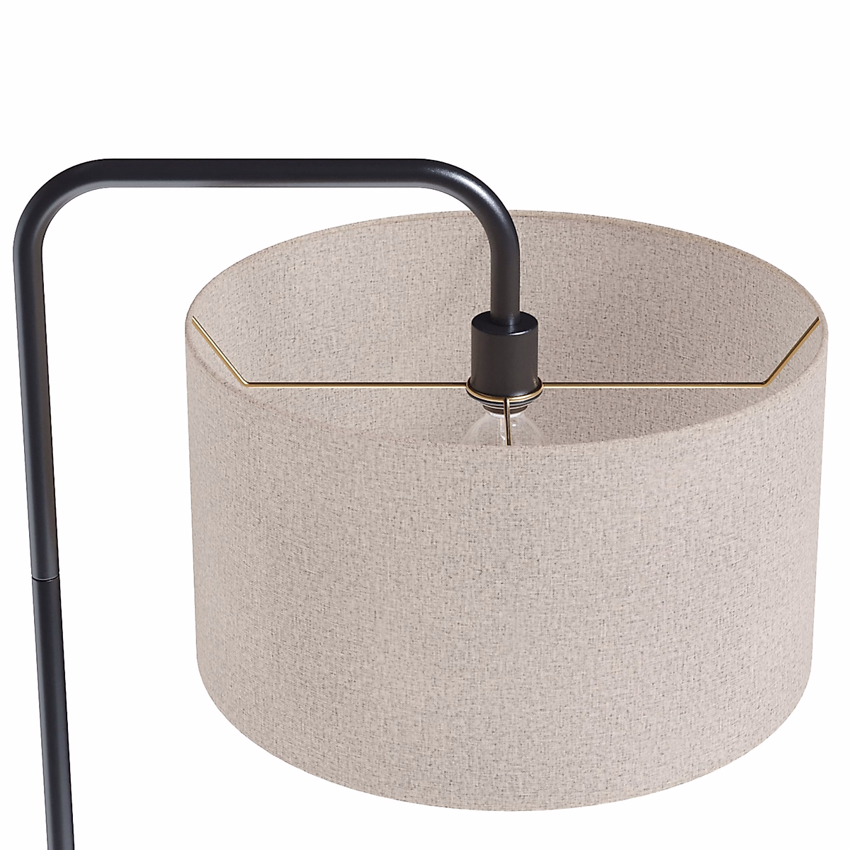 Grandview Gallery Puck 63" Contemporary Metal Floor Lamp in Oil Rubbed Bronze with Beige Linen Shade