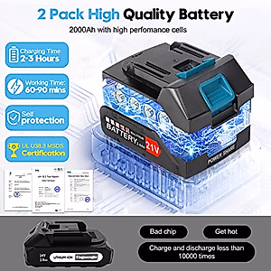 Mini Chainsaw Cordless 6 Inch With 2 Battery, Small Chainsaw Battery Operated 21V 2000mAh, Battery Powered Chainsaw Cordless 2.6Lb 2 Chains For Tree Branches, Courtyard, Household, Garden