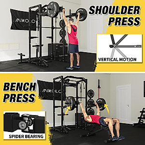 Mikolo Adjustable Lever Arms, Rated 600 LB Per Arm, Jammer Arms for 2'' x 2'' Power Cage Squat Rack