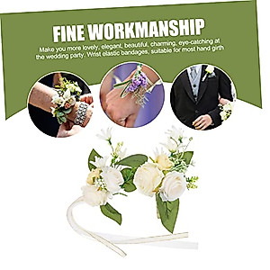 BESPORTBLE 1 Set Wrist Flowers and Corsages Bridesmaid Bracelets Wedding Decor Purple Bracelets Wedding Supplies Corsage Wristlet Band Boutonniere Silk Flower White Bridegroom Corsage Roses