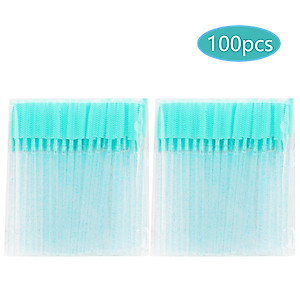 100 Pcs Silicone Mascara Wands Disposable Eyelash Brushes for Extensions Lash Applicators Makeup Tool Kit (Crystal blue/Mint Green)