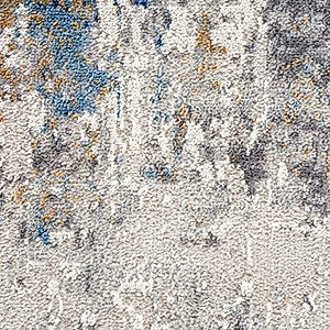 Abani Unique Grey & Blue Contemporary Landscape Design Area Rug - Modern Dripping Print Non-Shed 7'9" x 10'2" (8'x10') Living Room Rug Rugs