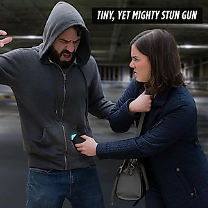 Guard Dog Hornet Micro Stun Gun Keychain - with LED Flashlight, Safety Switch, and Powerful Shock, Heavy Duty Keychain Stun Gun with Bright Flashlight, Built-in Charger, Women Self Defense - Black