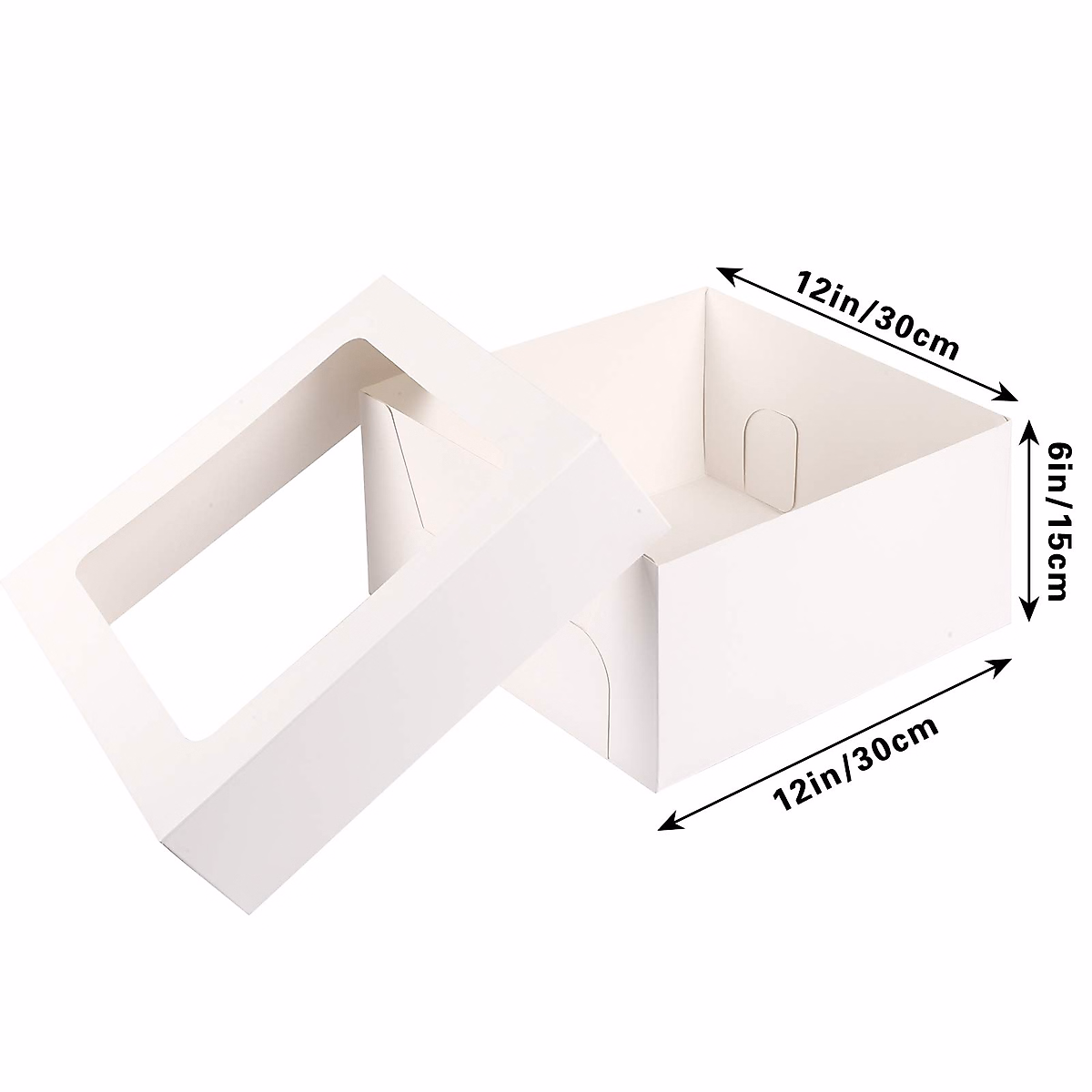 Moretoes 10pcs Cake Boxes 12 Inch 12x12x6 Inches White Bakery Boxes with Window Cajas Para Pasteles for Bundt, Cheesecake, Pastries, Pie, Cookies, Donuts, Cupcakes