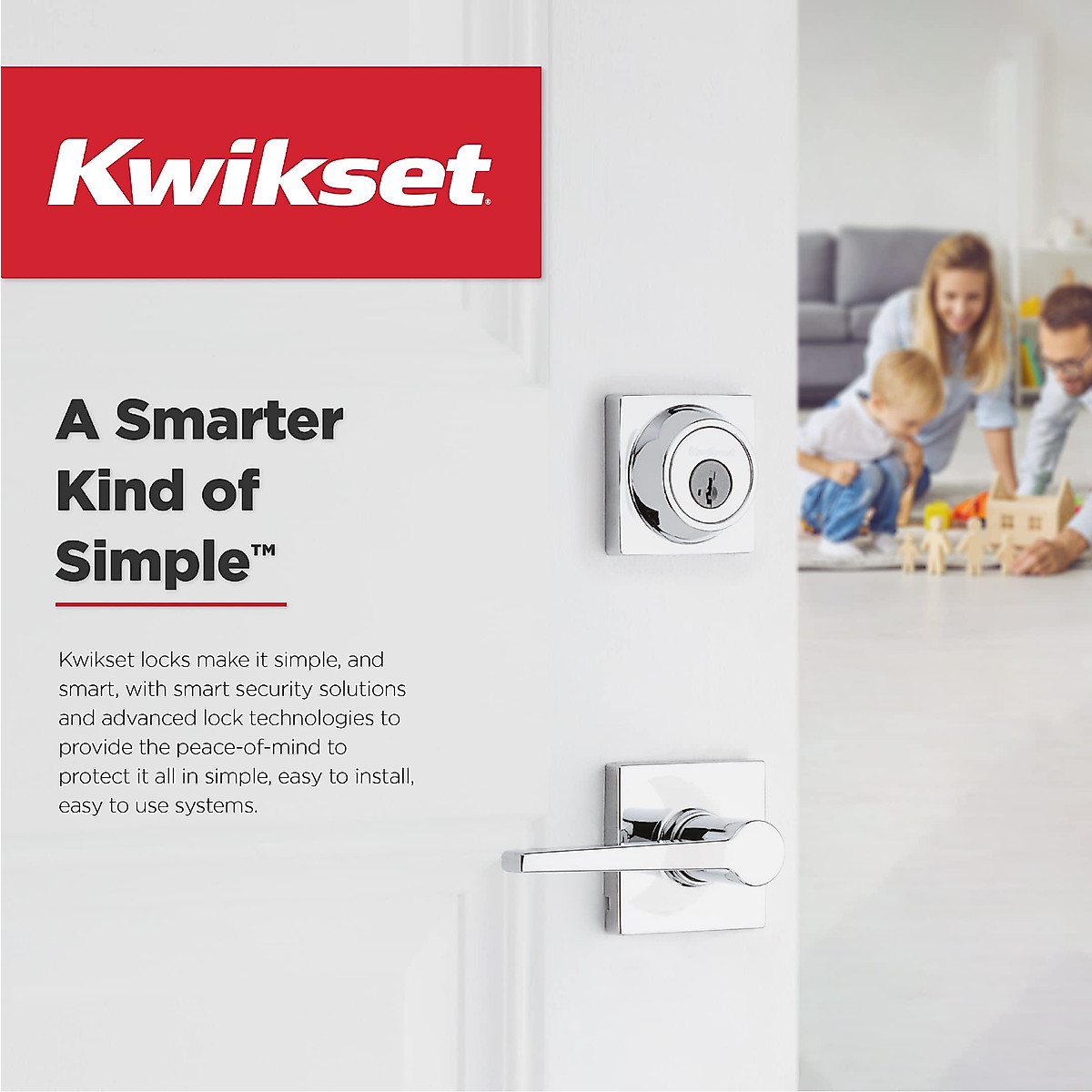 Kwikset Midtown Deadbolt Lock, Matte Black Modern Exterior Keyed Front Entry Door, Pick Resistant SmartKey Rekey Security, Single Cylinder Dead Bolt, with Microban Protection