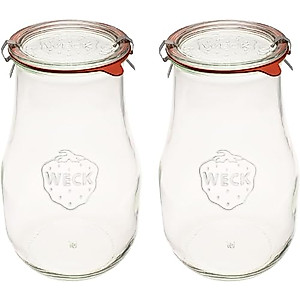 Weck Jars - Weck Tulip Jars 2.5 Liter - Sour Dough Starter Jars - Large Glass Jars for Sourdough - Starter Jar with Glass Lid - Tulip Jar with Wide Mouth - Suitable for Canning and Storage - 1 Jar