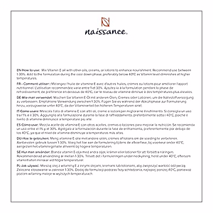 naissance Natural Vitamin E Oil 4 Fl Oz - Pure, Natural, Vegan, Cruelty Free, Hexane Free, No GMO - Ideal for Aromatherapy Skincare, Haircare, Nailcare & DIY Beauty Recipes