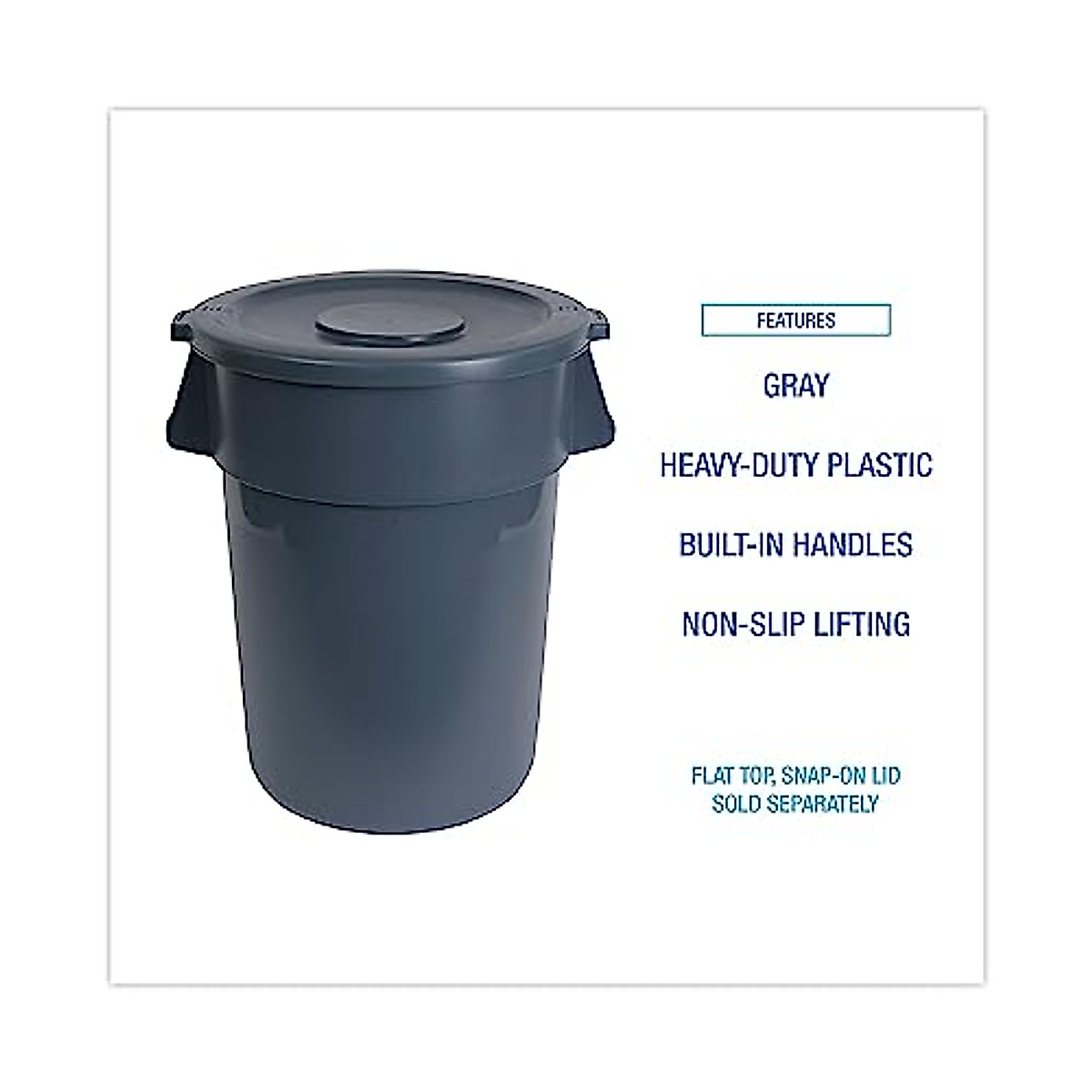 Boardwalk 32Glwrgra Round Waste Receptacle Lldpe 32 Gal Gray