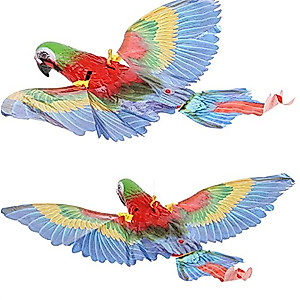 Syneyper Simulated Birds Hanging Pet Toy Chirping Bird Cat Toys Toy Sound and Light Parrot Electric Flying Bird 360 Rotation Wet Puppy Food Small Breed Organic (C, One Size)