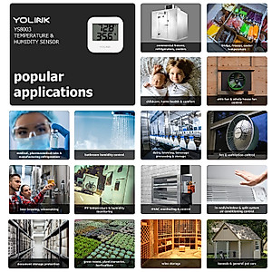 Smart Temperature Humidity Sensor Works w/Alexa IFTTT, 1/4 Mile Super Long Range Wireless Digital Hygrometer Indoor Thermometer Humidity Meter Temperature Humidity Monitor Sensor -YoLink Hub Required