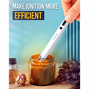Electric Candle Lighter for Women - USB Rechargeable Plasma Arc with LED Display, Upgraded Safety Lock, Flameless & Long Design for Grill, Stocking Stuffers & Gifts for Women, Men, Mom, Birthday