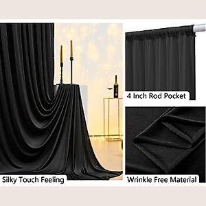 10 ft x 40 ft Wrinkle Free Black Backdrop Curtain Panels, Polyester Photography Backdrop Drapes, Wedding Party Home Decoration Supplies
