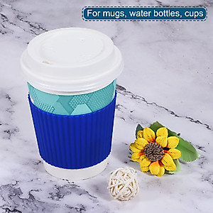 MECCANIXITY Mug Sleeves, Heat Resistant Protective Anti-Slip Cup Silicone Covers Water Bottle Boots, Blue Pack of 2