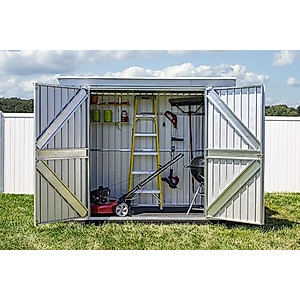 Arrow Shed Elite 6' x 4' Outdoor Lockable Steel Storage Shed Building with Pent Roof, Anthracite