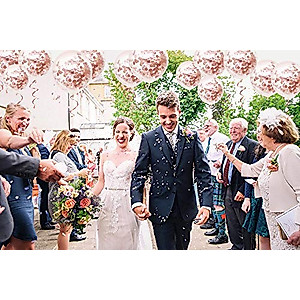 Rose Gold Confetti Latex Balloons, 50pcs 12 Inch Party Balloons for Bridal Shower Wedding Birthday Engagement Decoration