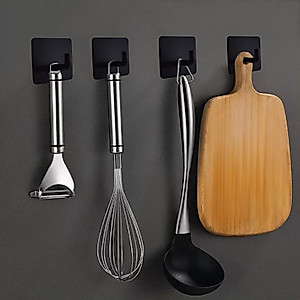 Yukrilt Adhesive Hooks Heavy Duty Sticky Wall Hooks for Hanging Towels Clothes Waterproof Removable Stainless Steel Holders Bathroom Kitchen Hook 4 Pack