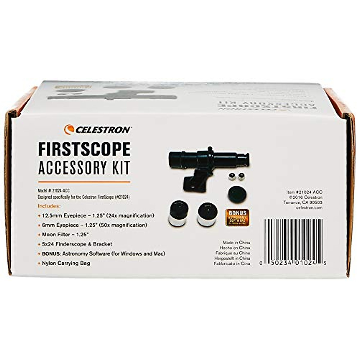 Celestron 21024 FirstScope Telescope & 21024-ACC FirstScope Accessory Kit (Black)