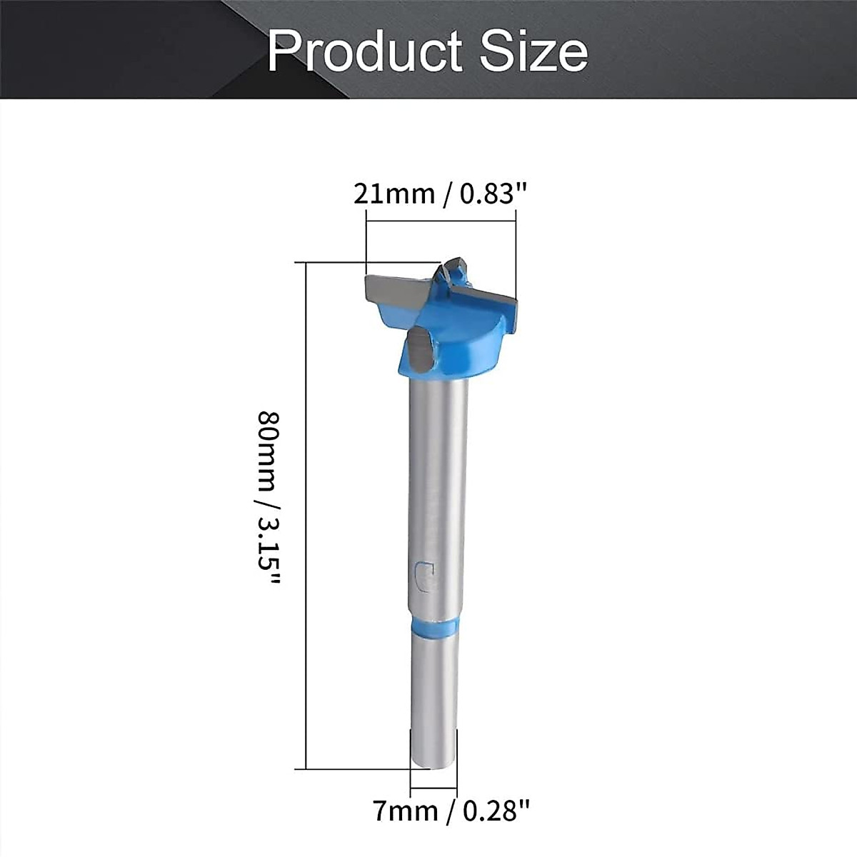 Auniwaig Forstner Drill Bits, 21mm Dia Wood Hole Saw, Auger Opener Cemented Carbide, 80mm Length Woodworking Hinge Hole Drilling Boring Bit Cutter, Round Shank, Blue, 1 Pcs