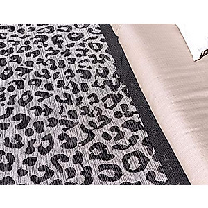 Unique Loom Outdoor Safari Collection Transitional Indoor & Outdoor Wildlife Inspired Animal Print with Leopard Design Area Rug, 4 x 6 ft, Black/Light Gray