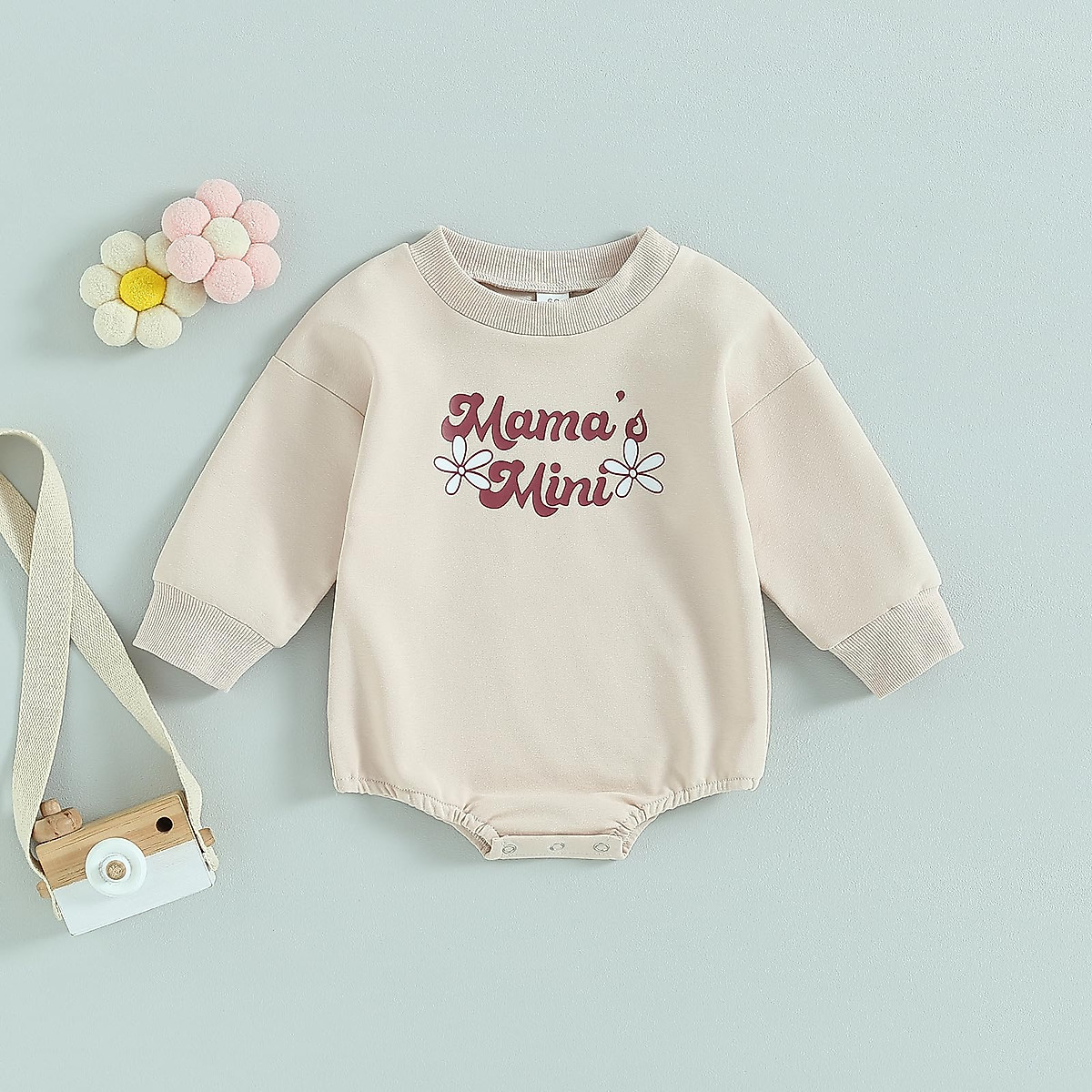 Newborn Baby Girl Clothes Long Sleeve Letter Print Sweatshirt Romper Oversized Bubble Onesie Fall Winter Clothes (B-Apricot, 0-6 Months)