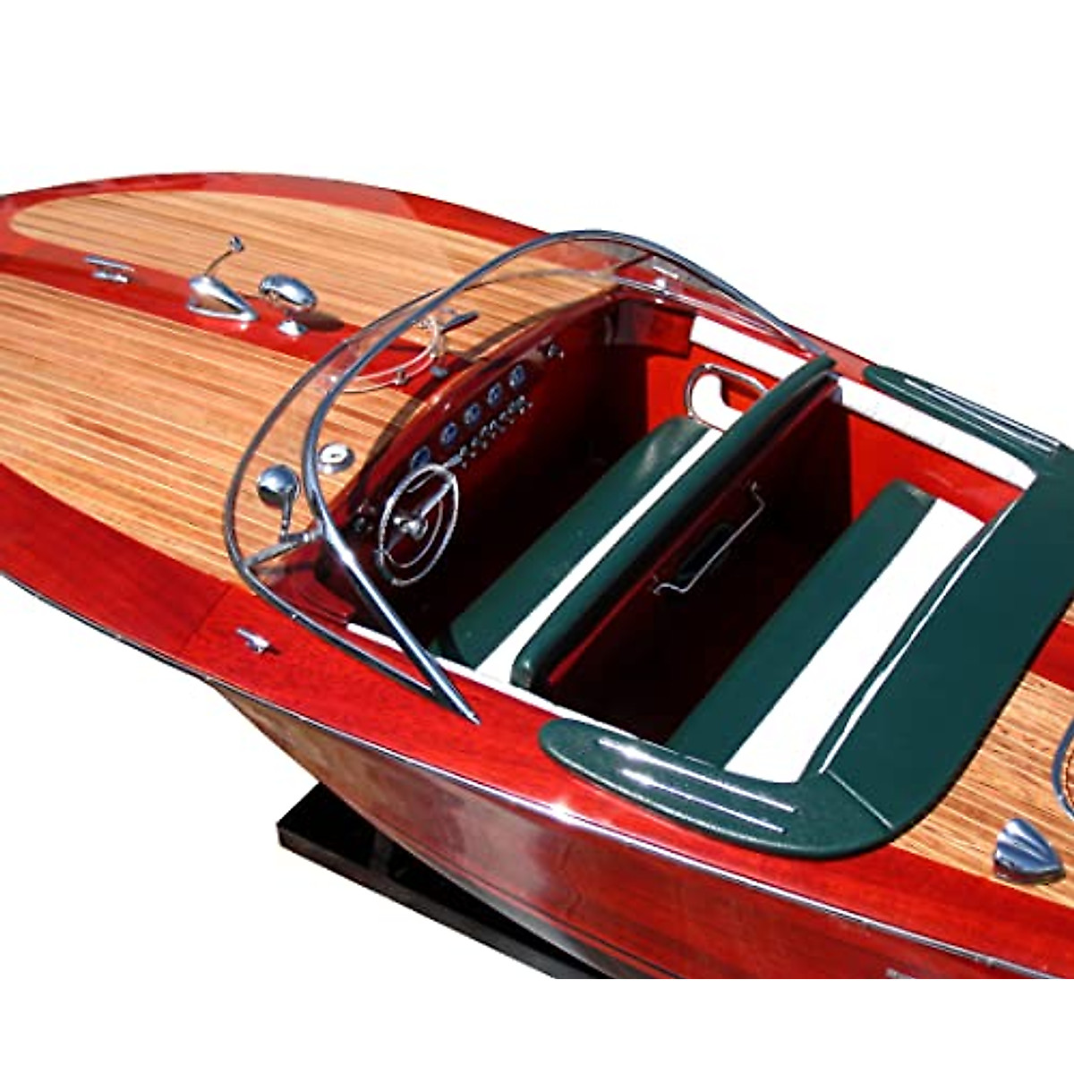 Wooden Model Boats Handicraft Riva ARISTON Painted, Assembled Wooden Boat Decoration, Model Boat Display, Riva Model Boat, RED, 50X14X14 CM