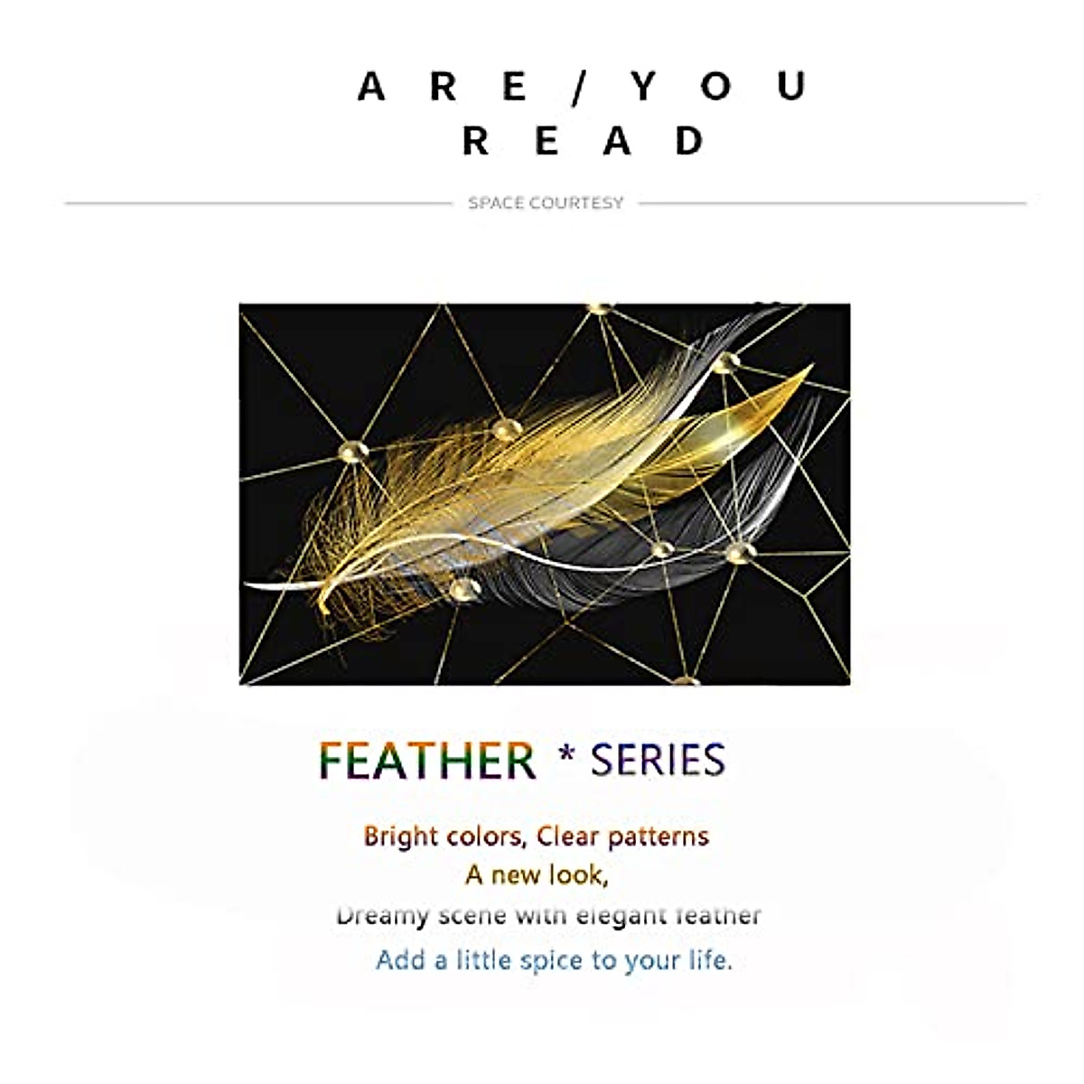 Black and Gold Rugs Large Feather Living Room Bedroom Carpet Outdoor Indoor Washable Rug 79 in x 55 in