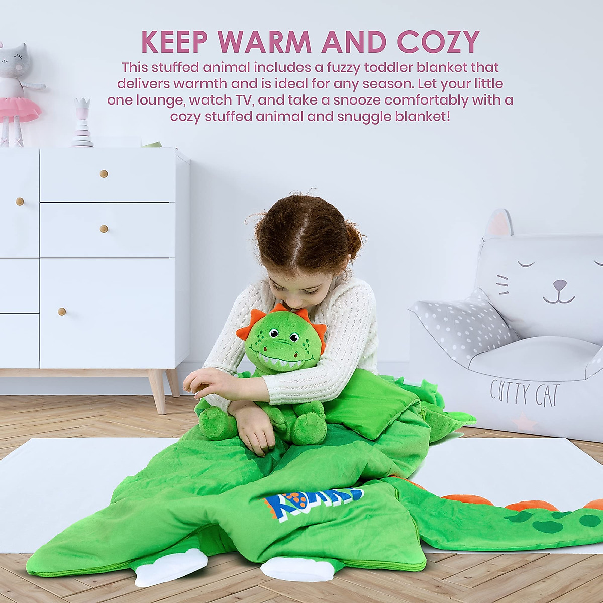 Girl's Unicorn Stuffed Animal Plush Blanket Set - Kids, Security Throw, Snuggle Pet & Comfort Sleeping Toy, Pink