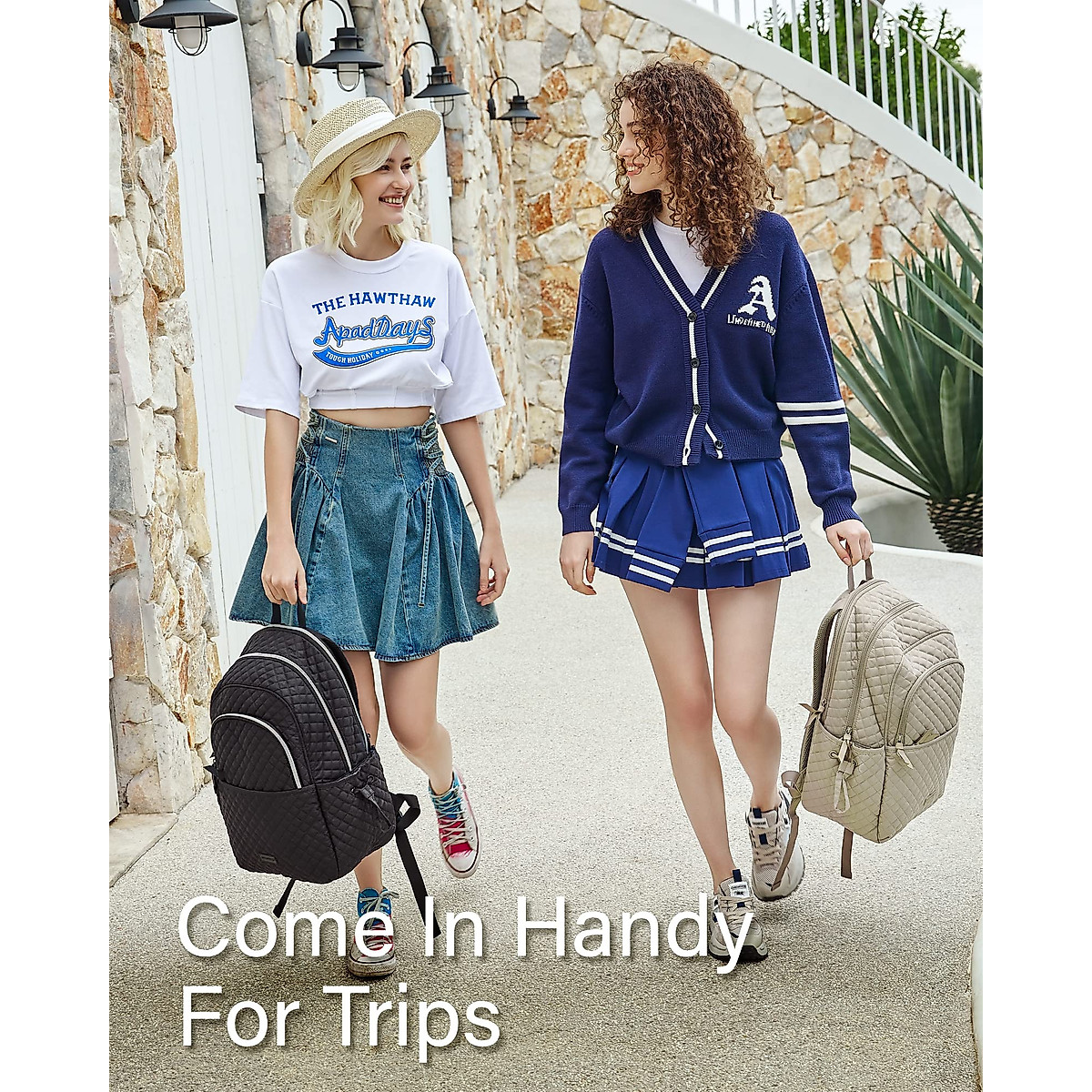 BAGSMART Laptop Backpack for Women, Quilted Travel Backpack Fits 15.6 Inch Laptop, Lightweight Bookbag for School with Charging Port Hole, Computer Backpack for College Work Business, Classic Black