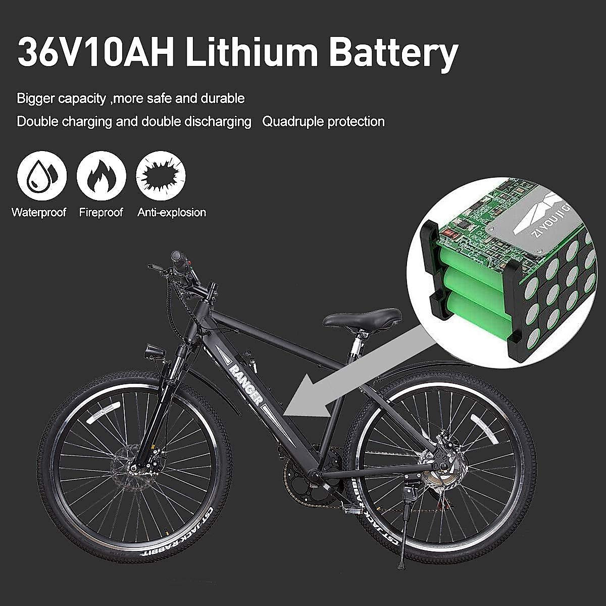 BRIGHT GG ebike 26" Electric Bike for Adults with 350W Motor and 36V 10Ah Built-in Lithium Battery,Mountain/Beach/City Electric Bicycle