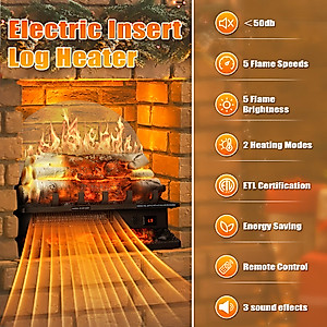 Antarctic Star 21 Inch Electric Fireplace Log Heater Remote Control Real Flame Effect Ember Bed, Overheated Protection, Adjustable Brightness, Speed, Temp and Sound Effect, Indoor Use 750W/1500W…