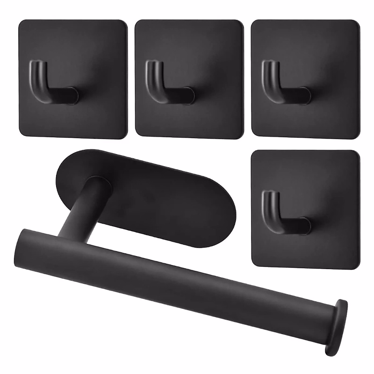 Naroote Toilet Paper Roll Holder Black Stainless Steel Compact Toilet Paper Towel Holder with Adhesive Hook Hotel