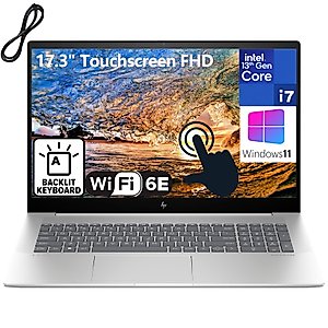 HP Envy 17 17.3" Touchscreen FHD Laptop Computer, 13th Gen Intel 14-Core i7-13700H up to 5.0 GHz, 16GB DDR4 RAM, 512GB PCIe SSD, WiFi 6E, Bluetooth 5.3, Backlit Keyboard, Windows 11 Home
