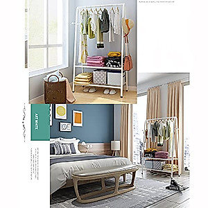 FAXIOAWA Coat Racks Clothes Rail Garment Rack with Shelves Metal Garment Display Stand Cloth Drying Rack Hanger for Hanging Clothes Boxes Shoes Boots/108X43X150Cm