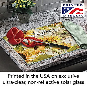 CounterArt Sunflowers in Bloom 3mm Heat Tolerant Tempered Glass Cutting Board 15” x 12” Manufactured in the USA Dishwasher Safe