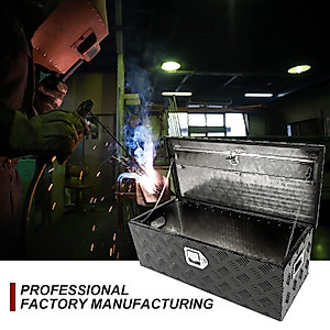 confote 30" Heavy Duty Aluminum Stripes Plated Tool Box Pick Up Truck Bed RV Trailer Toolbox Waterproof Square Storage Organizer with Side Handle, Lock with Keys -30"x 13"x 10"，Black