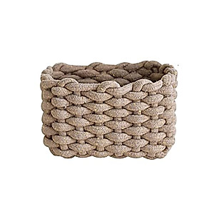 N/A Woven Storage Basket Cotton Storage Basket with Handle Toys Sundry Cosmetics Closet Desktop Storage Basket (Color : D, Size : 21 * 16 * 14.5cm)