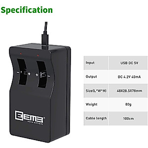 EEMB LIR2450 Rechargeable Battery 2450 Li-ion Battery Charger with 3.7V 120mAh Lithium-ion Coin Cell Battery
