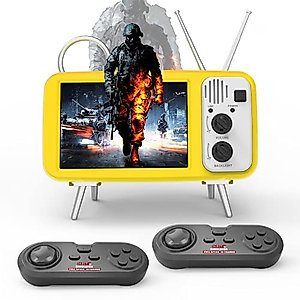 Retro Handheld Emulator Game Console with 5000 Classic Video Games,4.0Inch Screen Mini Game Machine Support for Connecting TV and Two Players, Present for 12 Years up (Yellow)