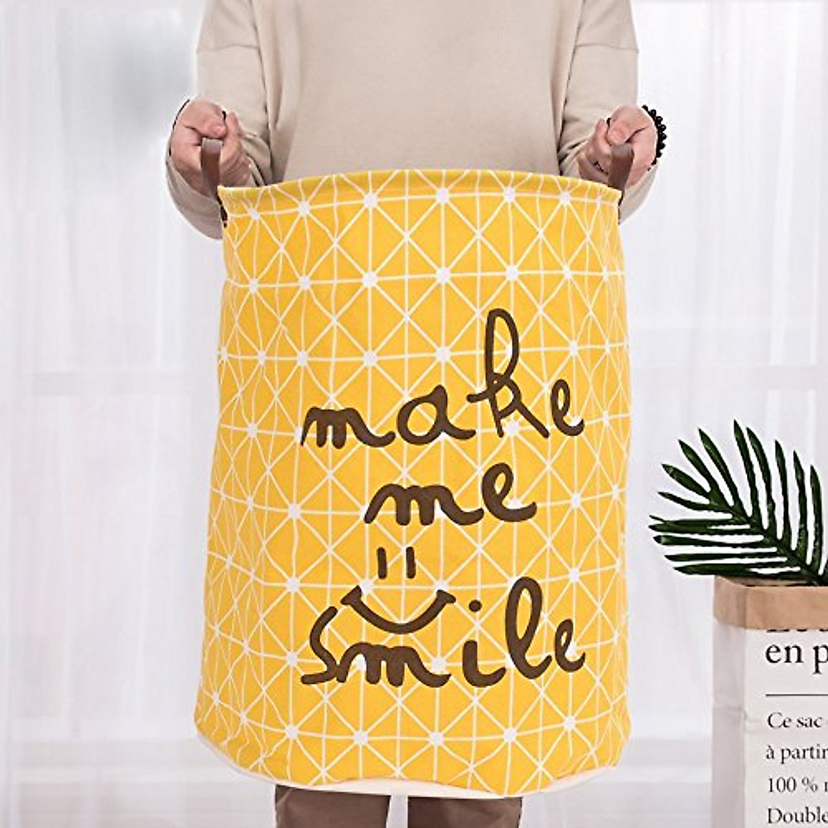 QEESTARS Heavy Duty Durable Canvas Storage Laundry Hamper Basket Large Foldable Toys Clothing Organizer Closet Storage Bin Bag