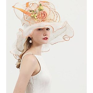 ORIDOOR Women Organza Fascinator Kentucky Hat Derby Floral Tea Party Wedding Hat B866 Beige …
