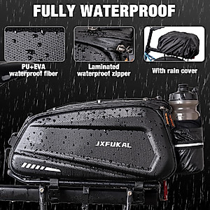 JXFUKAL Bike Bags for Bicycle Rear rack - 9.5L/17L/40L Hard Shell Waterproof Bike Ebike Trunk Pannier Saddle Seat Bag Carrier with Reflector, Rain Cover & Shoulder Strap for Commuter Travel Outdoor