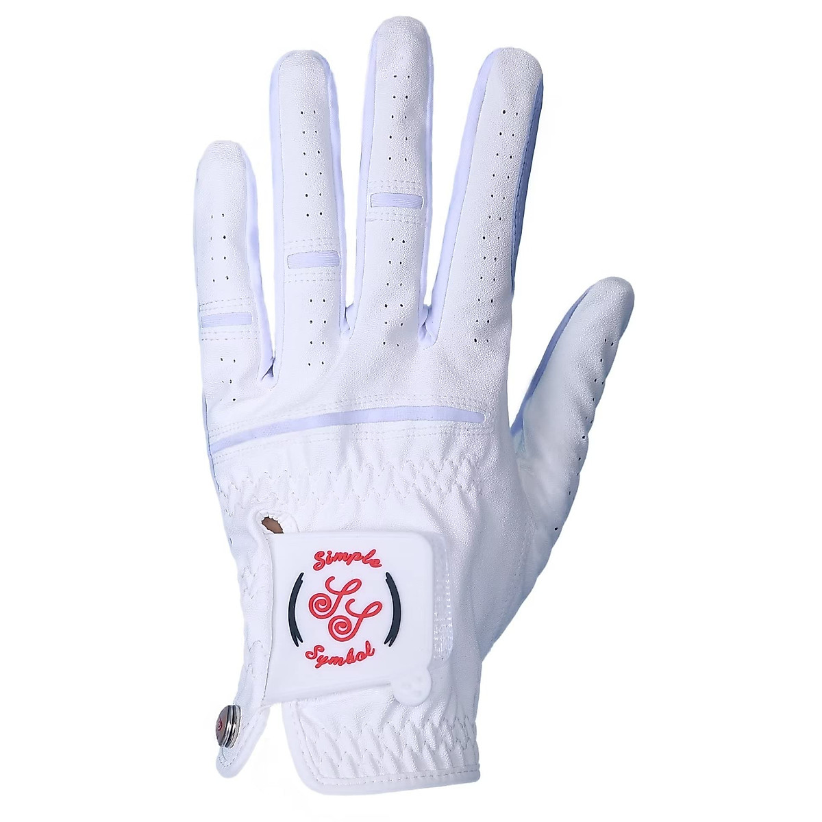 Men's Golf Glove Colorful Cabretta Leather And Synthetic Leather,Three Pack（Left is Wear on Left Hand,Right is Wear on Right Hand）Four Colors To Choose From Navy Blue/Sky/Red/Coffee(Sky,L,Left)