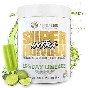 ALPHA LION Superhuman Intra Workout Powder for Men & Women, Amino Acids Drink, Muscle Recovery Supplement, BCAA Powder, Electrolytes & Hydration Mix (42 Servings, Lime Flavor)