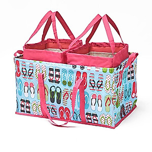 Everyday Storage Bin Bag Set - Pink Straps with Flip Flops Theme - 3 Pieces