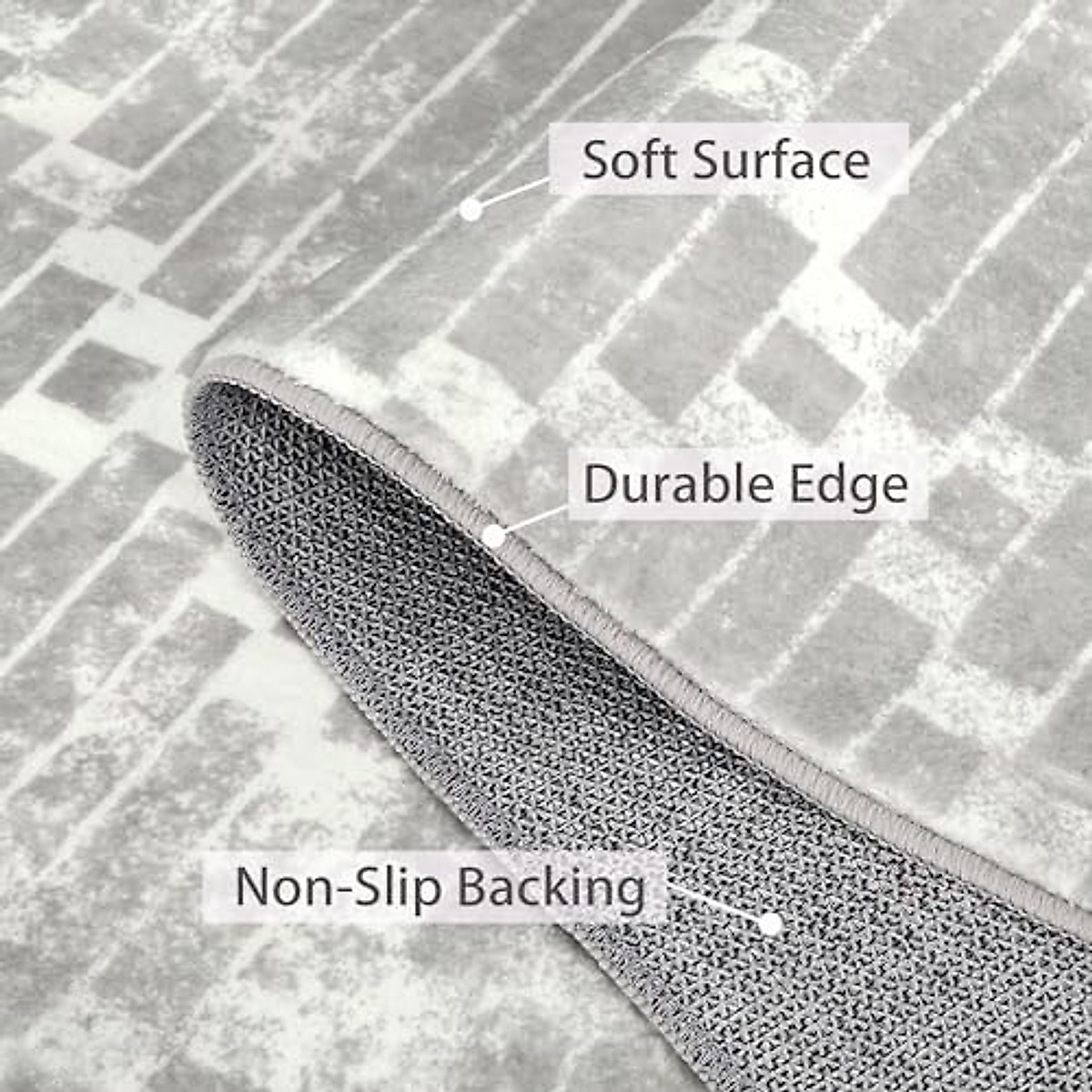 ROYHOME Washable Area Rug Entryway Small Rug Non-Slip Diamond Distressed Accent Rugs Modern Geometric Floor Carpet for Door Mat Bedroom Kitchen Living Room Rug, Grey, 2' x 3'