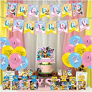 12pcs Eevee Evolutions Party Gift Boxes Goodie Boxes for Cartoon Theme Birthday Party Supplies, Decorations Boxes Candy Boxes