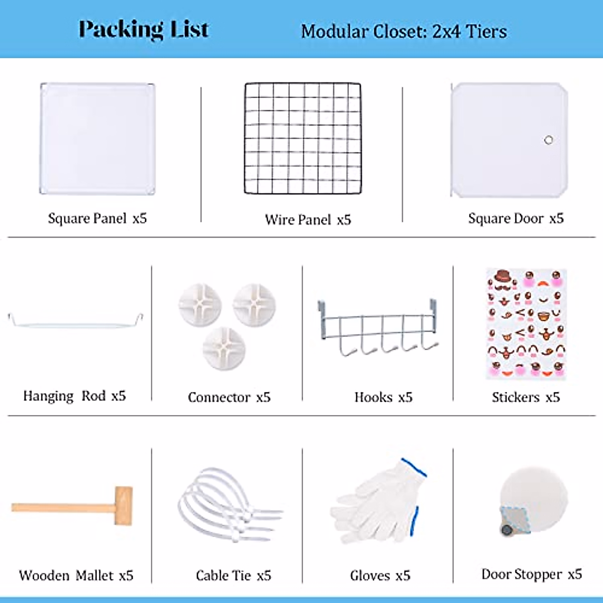 BRIAN & DANY Portable Wardrobe Closet for Hanging Clothes, Bedroom Armoire with Doors, Modular Cabinet for Space Saving, Ideal Storage Organizer Cube for Books, Toys, Towels (8-Cube), White