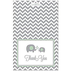 50 Cnt Chevron Mint Elephant Baby Shower Thank You Cards