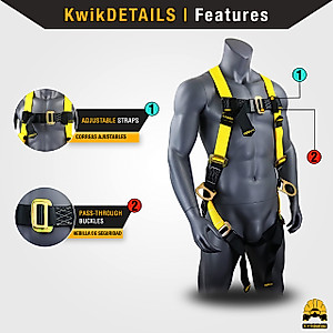 KwikSafety - Charlotte, NC - THUNDER 3D Ring Safety Harness [Pass Through Connectors] OSHA ANSI Industrial Full Body Fall Protection Personal Equipment Construction Scaffold Contractor
