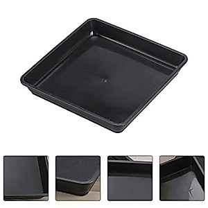 Yardwe 10pcs Watering Rectangular Office Flowers Coaster Pp Ashtray Plates Bonsai Seeding Receiving Dishes Pots Drip Holding Container Nursery Stand Plants Support Black Trays